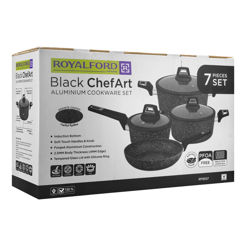 Purchase Royalford Chef Art Aluminum Cookware Set, Black, 7-Pack ...
