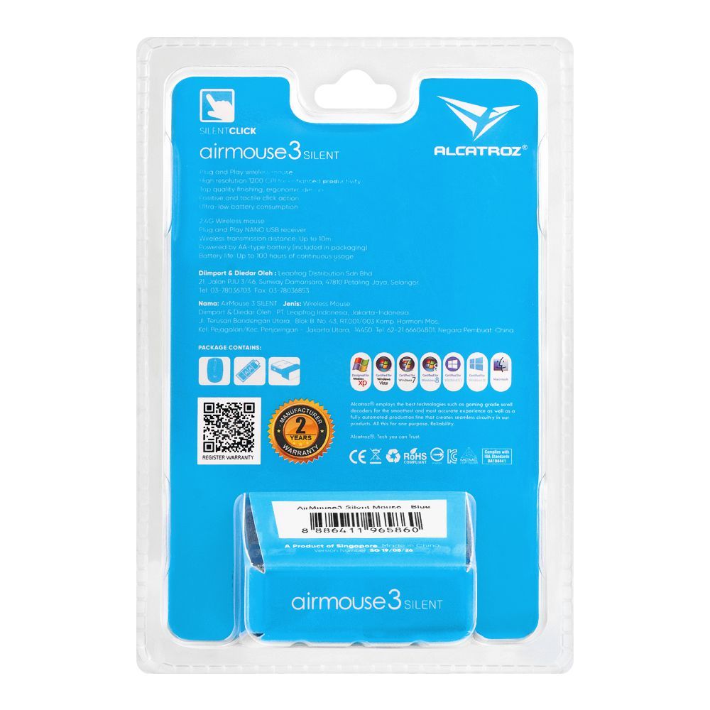 Purchase SonicEar Airmouse 3 Silent Click Wireless Mouse, Blue Online ...