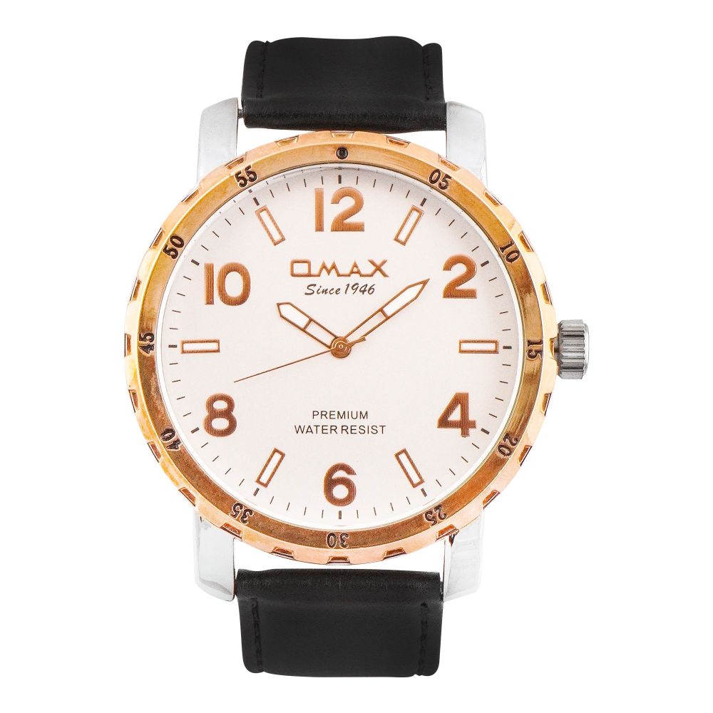 Purchase Omax Men's Round White Dial With Black Plain Strap Analog ...