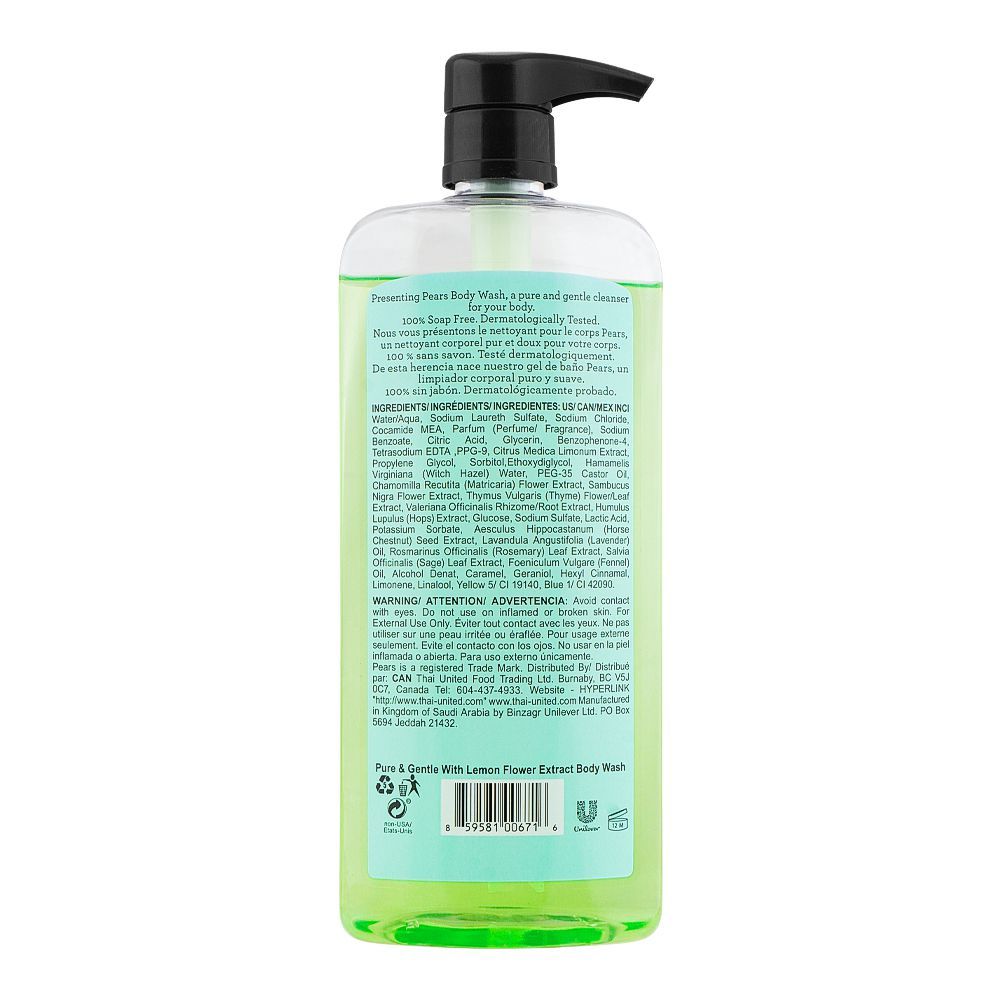 Purchase Pears Pure & Gentle Lemon Flower Extract Body Wash, 750ml ...