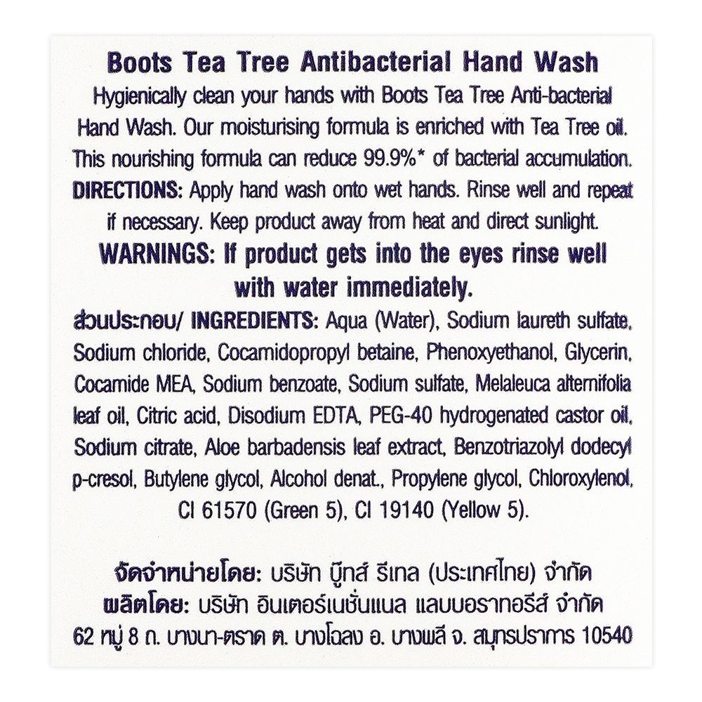 Buy Boots Tea Tree Antibacterial Hand Wash, 485ml Online at Best Price ...