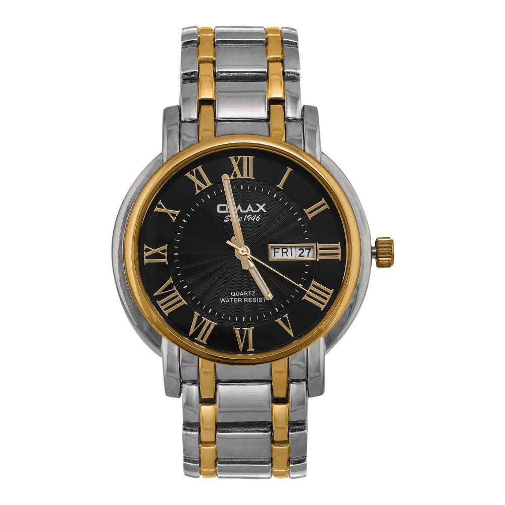 Order Omax Men's Two-Tone Round Dial With Black Background & Two Tone ...