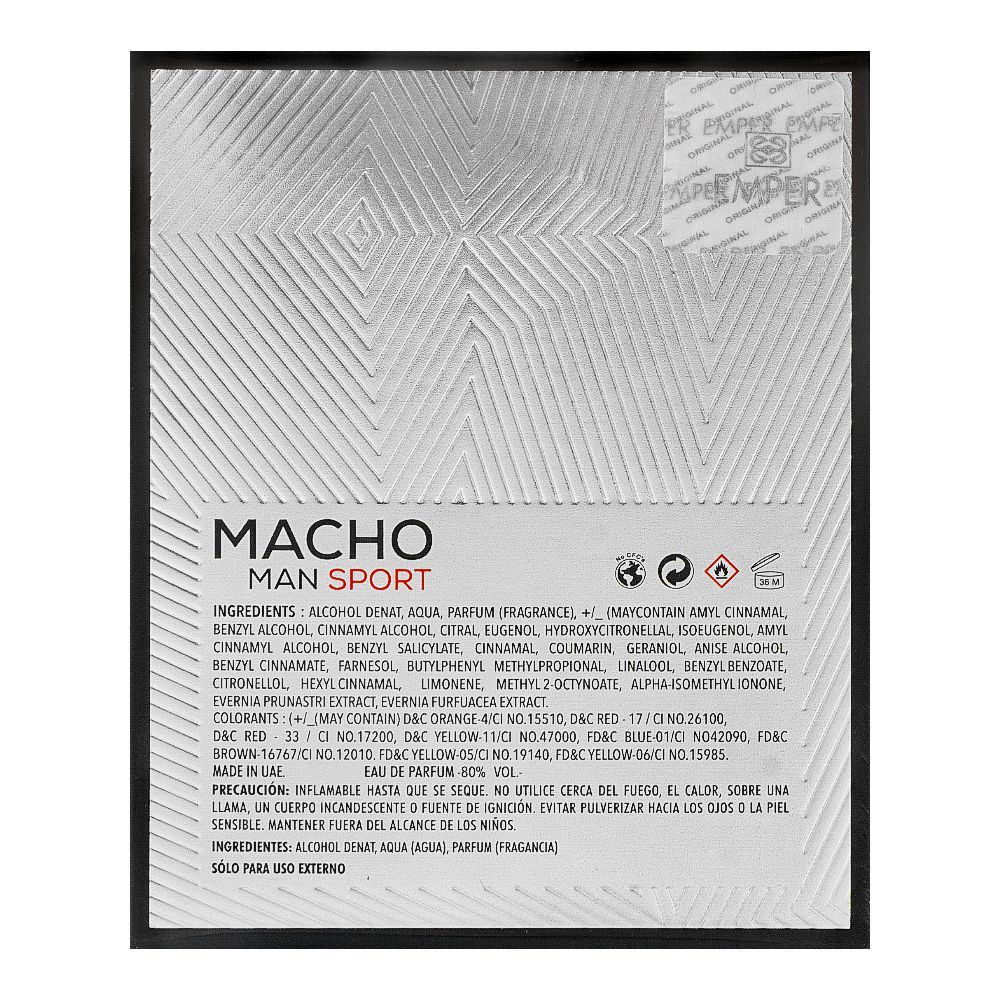 Buy Macho's Man Sport Emper Eau De Parfum, For Men, 100ml Online at ...