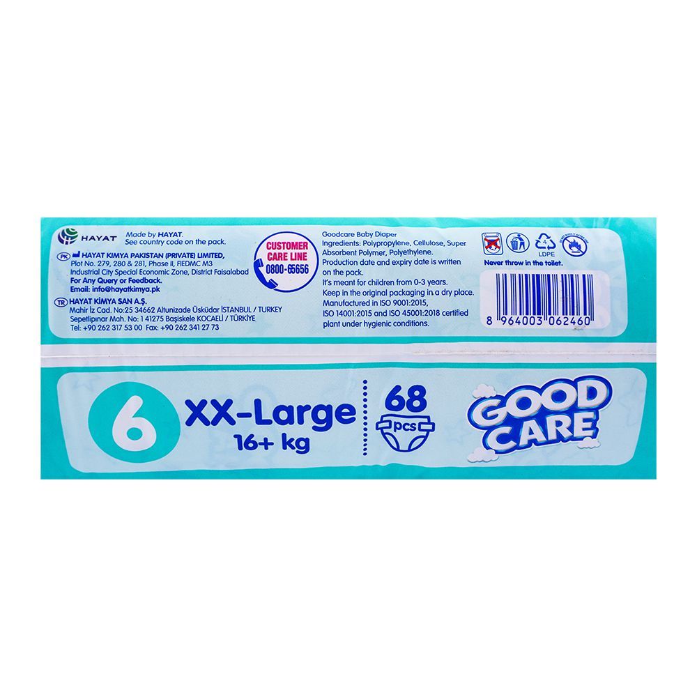 Purchase Good Care Baby Diaper No. 6, XX-Large Size, 16 KG, 68-Pack ...