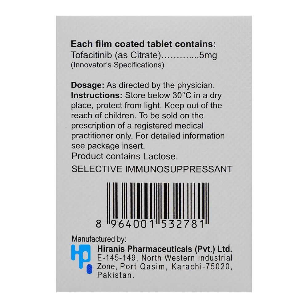 Order Hiranis Pharmaceuticals Tofajak Tablet, 5mg, 10-Pack Online at ...