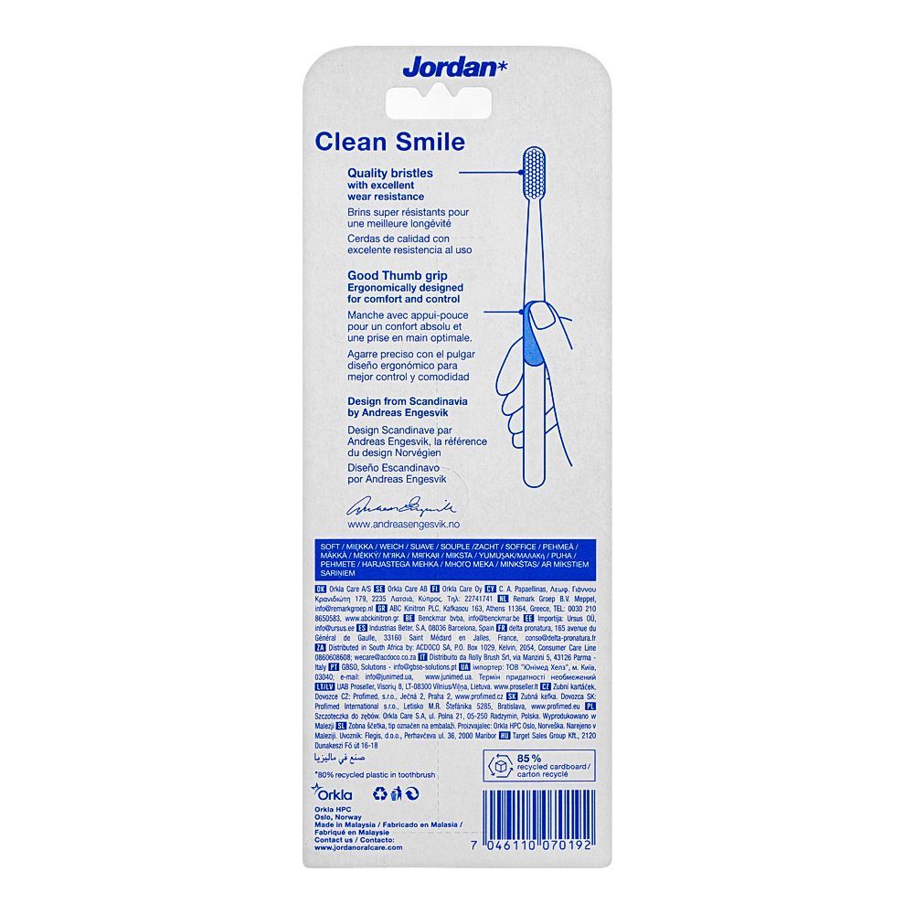Order Jordan Clean Smile Toothbrush, Soft, 3-Pack Online at Special ...