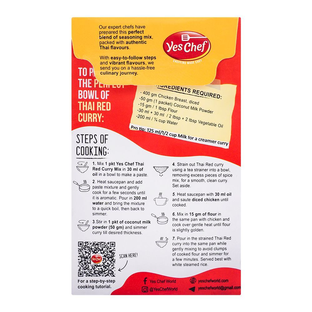 Purchase Yes Chef Thai Red Curry Mix 7 Steps, 35g + 5g Online at Best Price in Pakistan - Naheed.pk