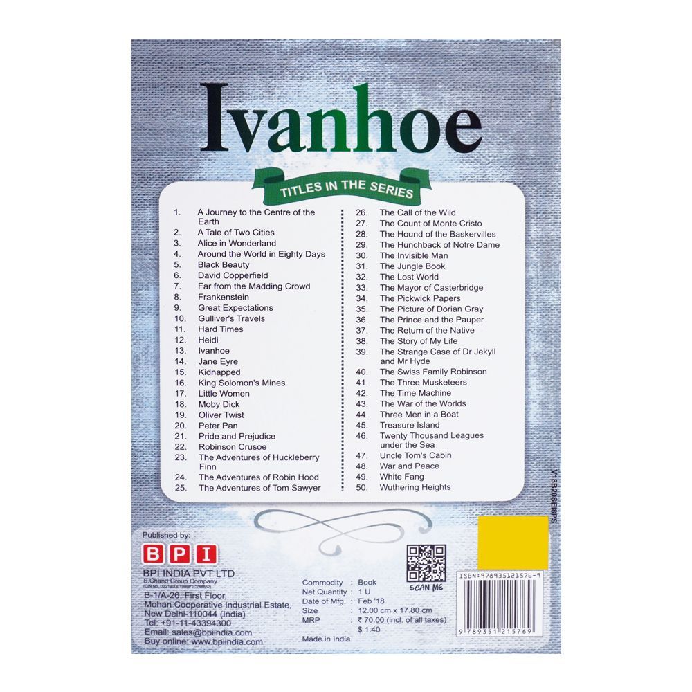 Order Ivanhoe, Book By Sir Walter Scott Online at Special Price in Pakistan - Naheed.pk