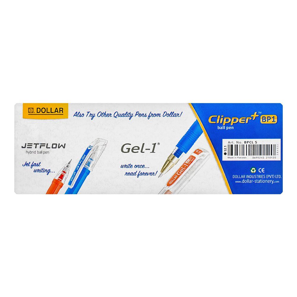 Buy Dollar Clipper+BP1 Super Smooth Ball Pen F 0.8, Blue, 10-Pack ...