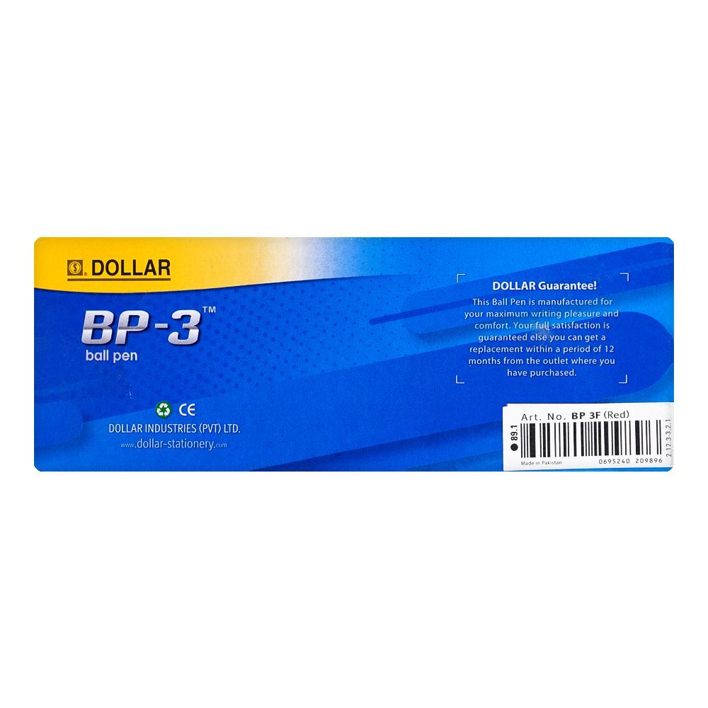 Buy Dollar BP-3 Ball Pen F 0.7 Red 10-Pack, BP 3F, Red Online at ...