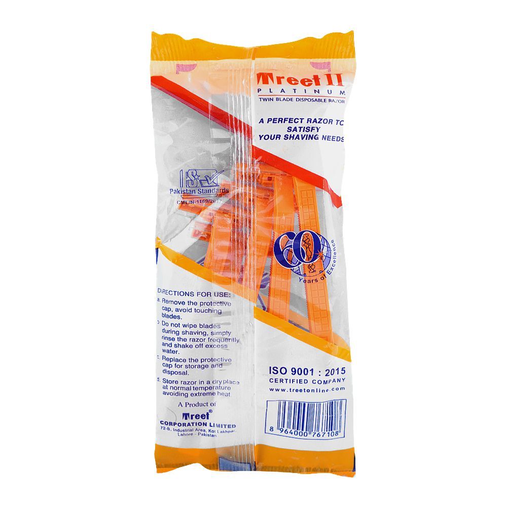 Buy Treet-II Platinum Disposable Razor, Orange, 5-Pack Bag Online at ...