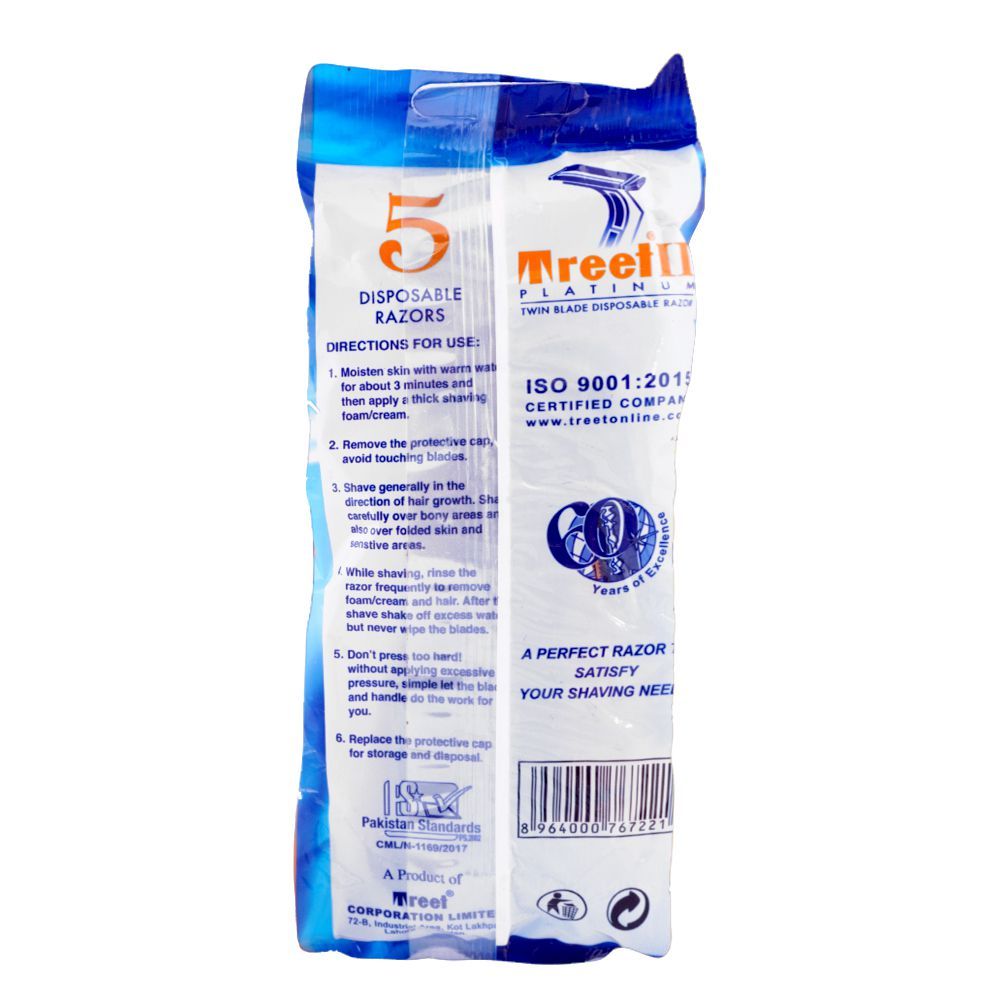 Order Treet-II Platinum Disposable Razor, Blue, 5-Pack Bag Online at ...