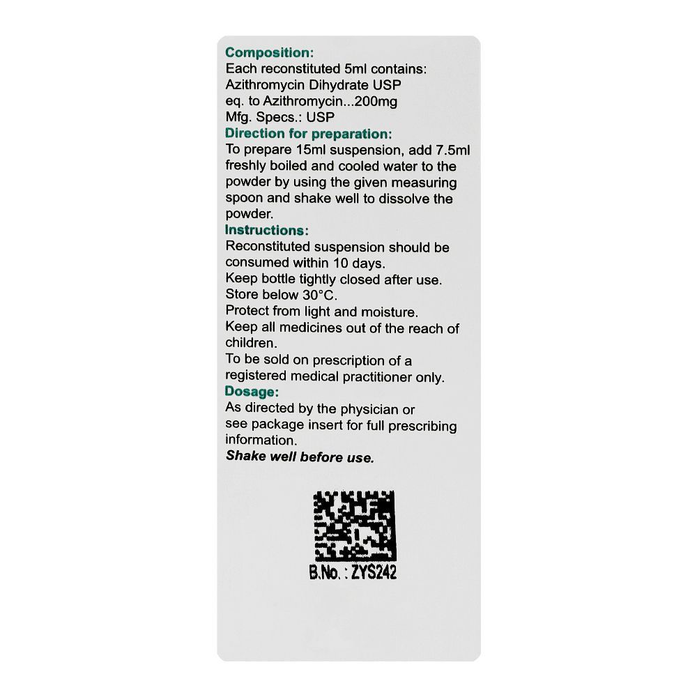 High-Q Pharmaceuticals Zyto Syrup, Oral Suspension 200mg/5ml, 15ml