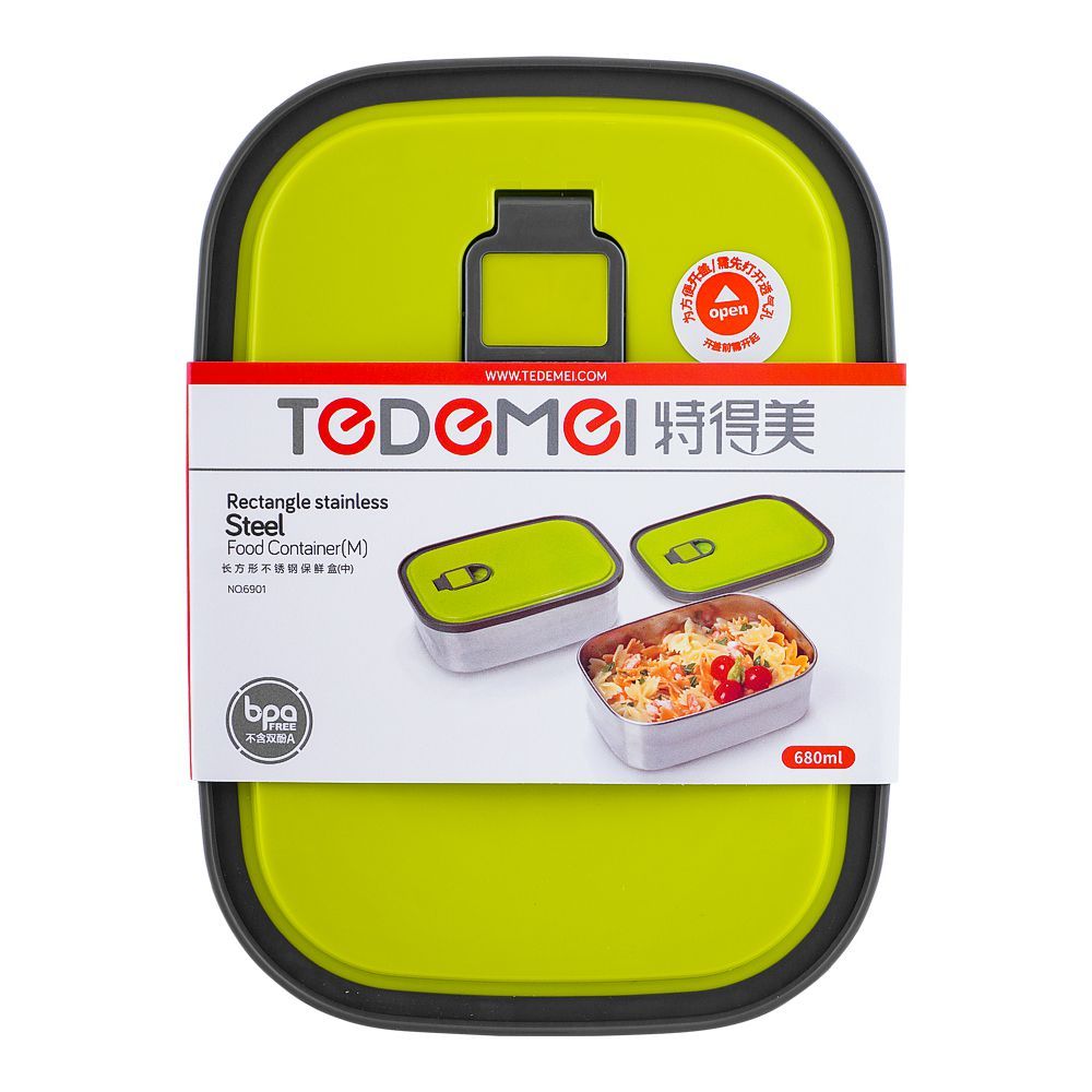 Order Tedemei Rectangle Stainless Steel Food Container M, 680ml, Green ...