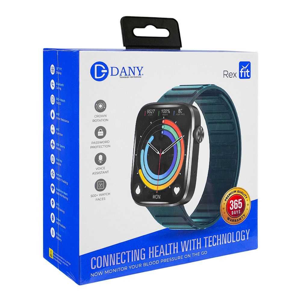 Order Dany Men's Rex Fit BT Calling Strap Smart Watch, Green Alpine ...