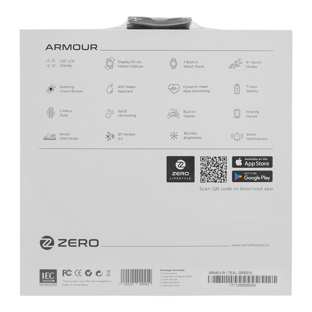 Buy Zero Men's Armour Sporty & Rugged Design Teal Green Strap Smart ...