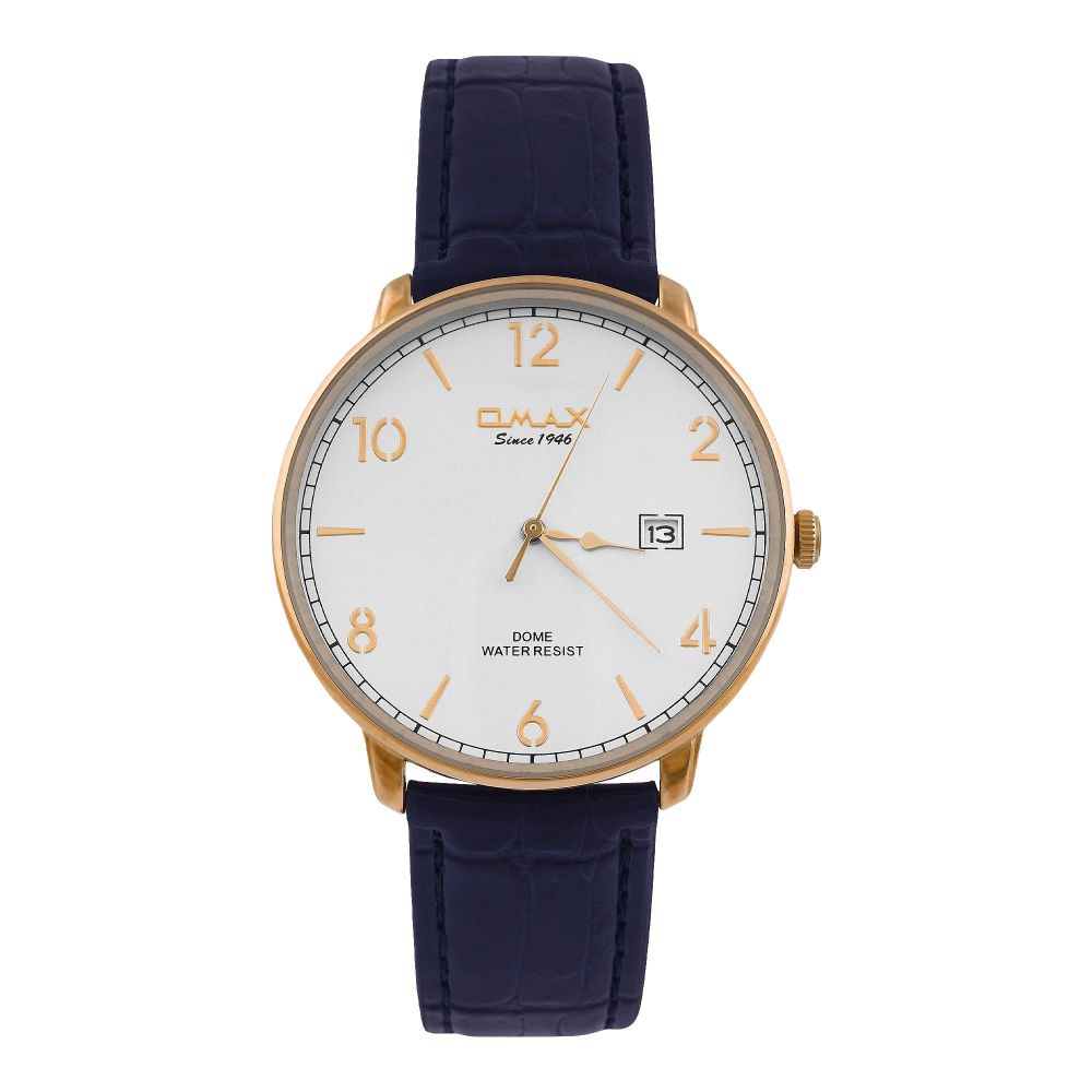 Purchase Omax Men's Yellow Gold Round Dial With Textured Navy Blue ...
