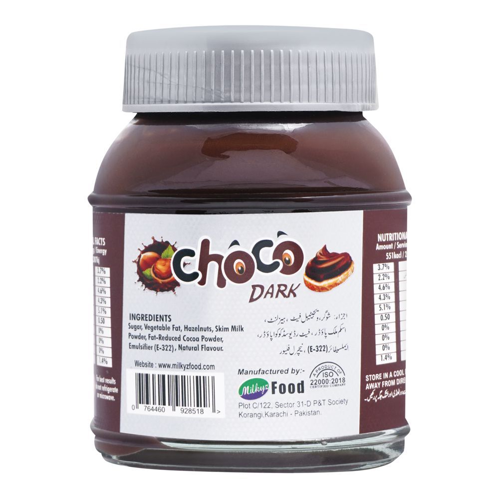 Purchase Milkyz Food Choco Dark Chocolate With Hazelnut Spread, 180g ...
