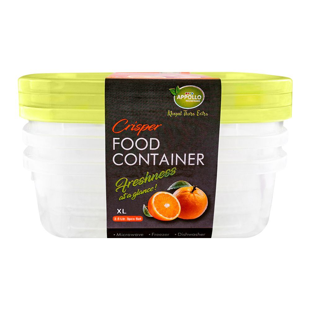 Buy Appollo Crisper Food Container, 3-Pack Set, XL, Light Green, 2.5 ...