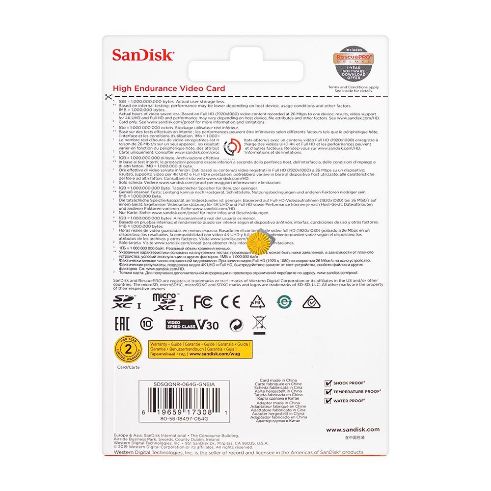 Purchase Sandisk 64GB High Endurance Micro SDXC Card With Adapter ...