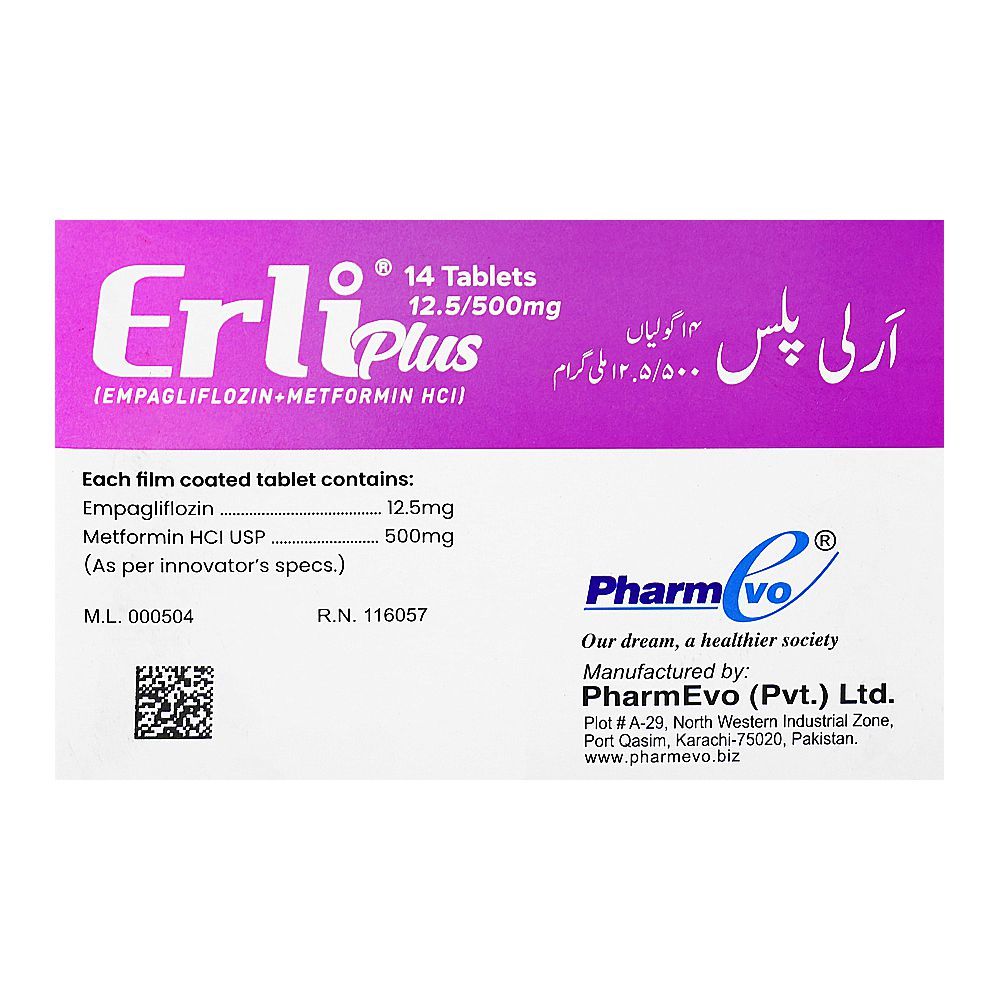 Erli Plus Tablets 12.5/500mg, Box (14 Tablets)