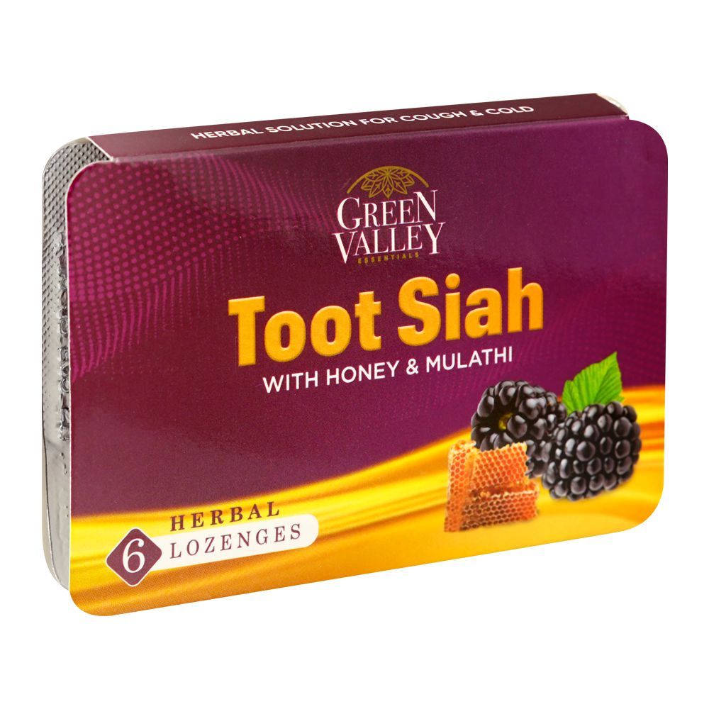 Green Valley Toot Siah With Honey & Mulethi Herbal Lozenges, 6-Pack