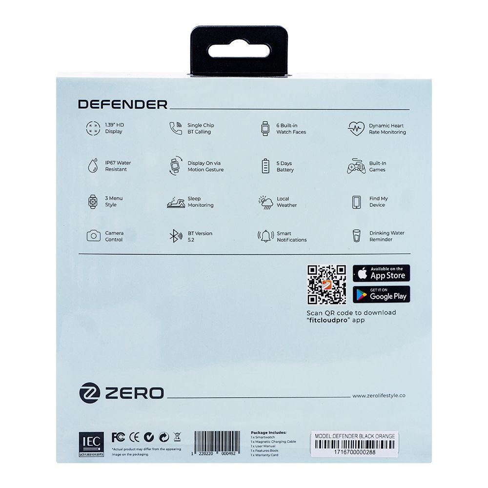 Order Zero Defender Men's Black Orange Strap Smart Watch Online at Best ...