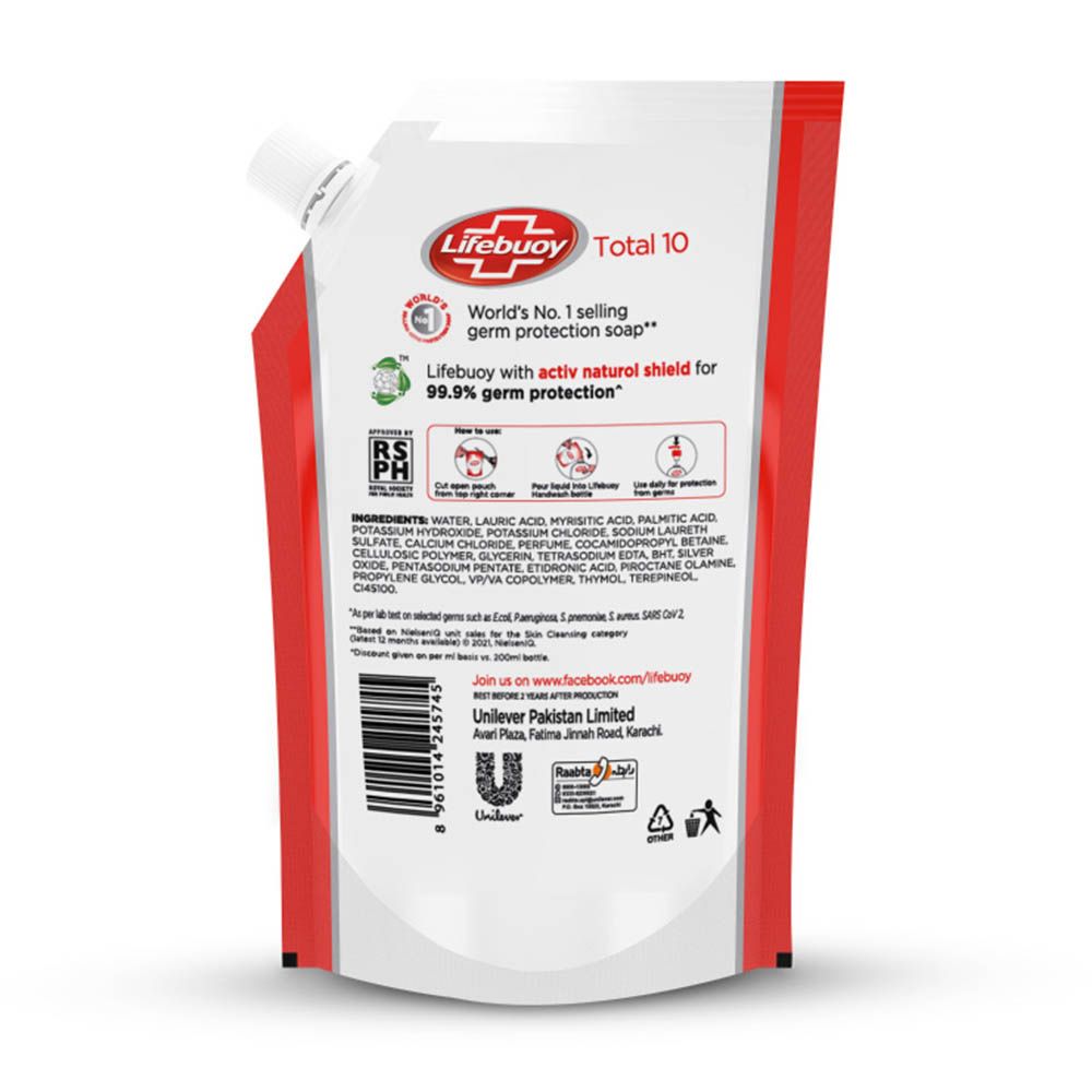 Purchase Lifebuoy Total Protect With Vitamin Hand Wash, 900ml Pouch ...