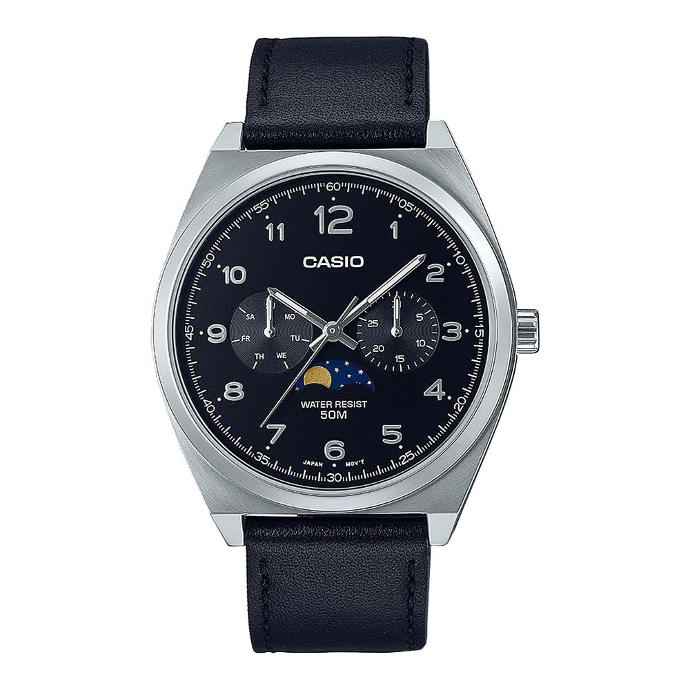 Purchase Casio Men's Chrome Round Dial With Plain Black Strap ...