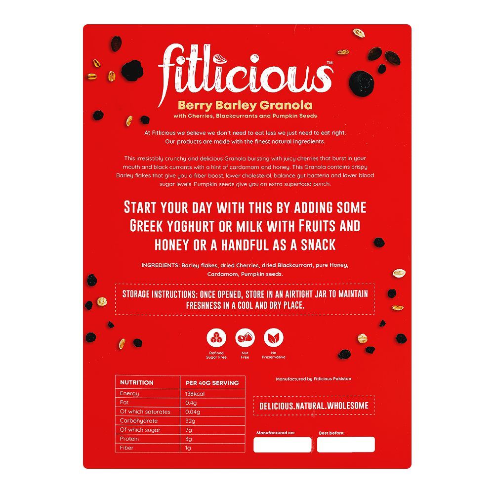 Fitlicious Berry Barley Granola Flakes, 370g