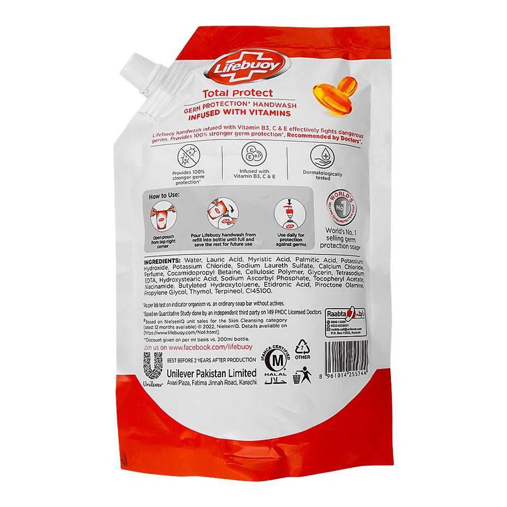 Buy Lifebuoy Total Protect With Vitamin Hand Wash, 400ml Pouch Refill ...