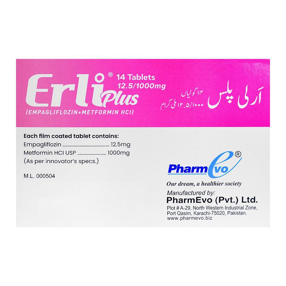 Buy PharmEvo Erli Plus Tablet, 12.5/1000mg, 14 Tablets Online at ...