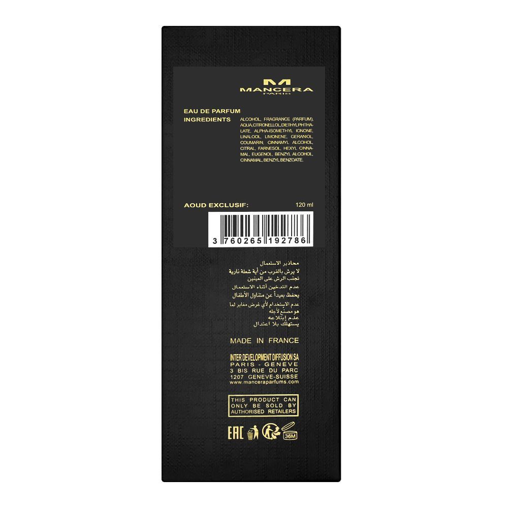 Buy Mancera Aoud Exclusif Eau De Parfum, For Men, 120ml Online at Best ...