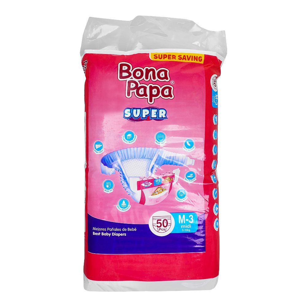 Order Bona Papa Super Baby Diapers Medium 3 Midi, 5-10 KG, 50-Pack Online at Special Price in ...