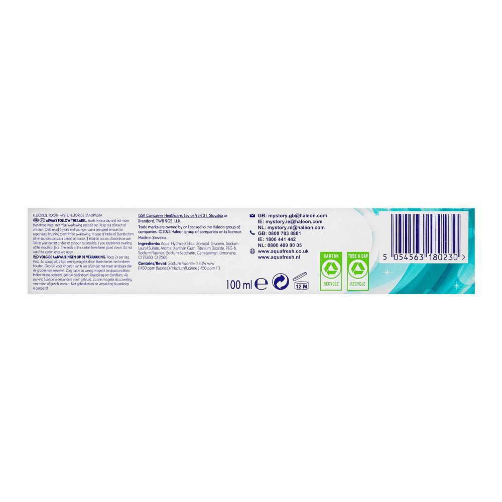 Buy Aqua Fresh Active Fresh With Menthol Tooth Paste Value Pack, 100ml ...