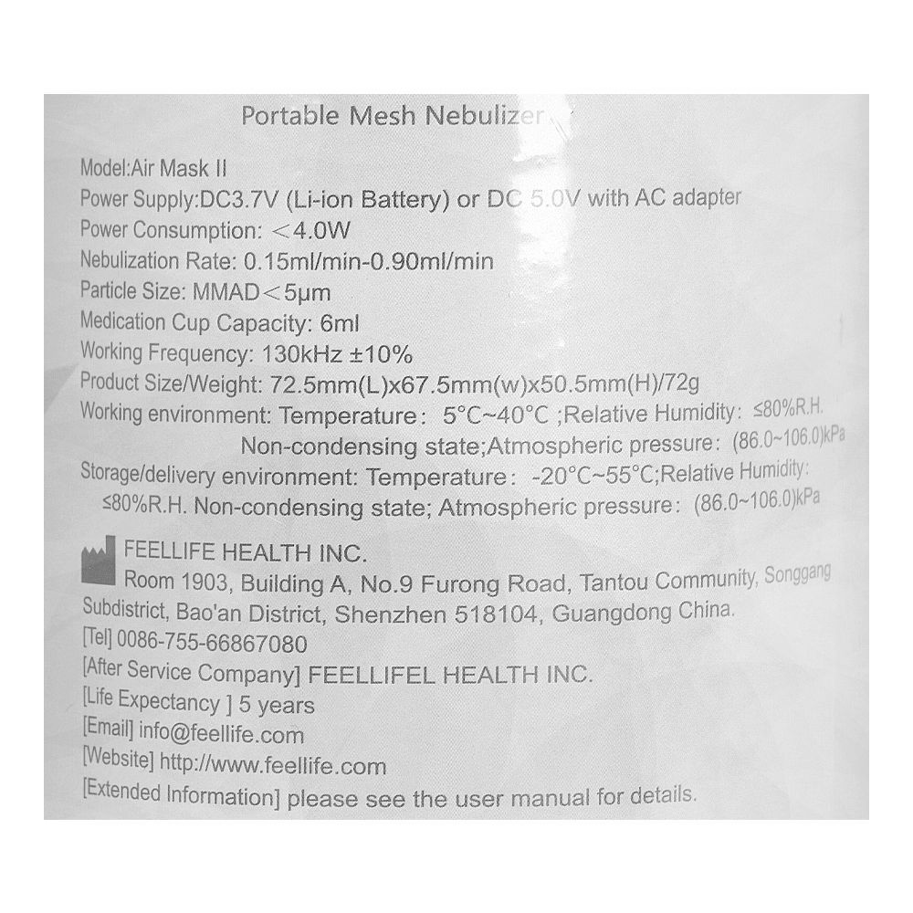 Purchase Feel Life Air Mask ll Portable Mesh Nebulizer, 4W Online at ...