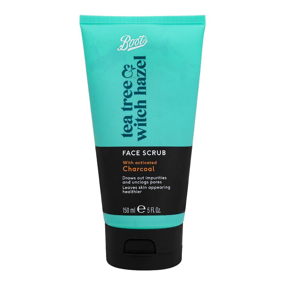 Order Boots Tea Tree & Witch Hazel Activated Charcoal Face Scrub, 150ml ...