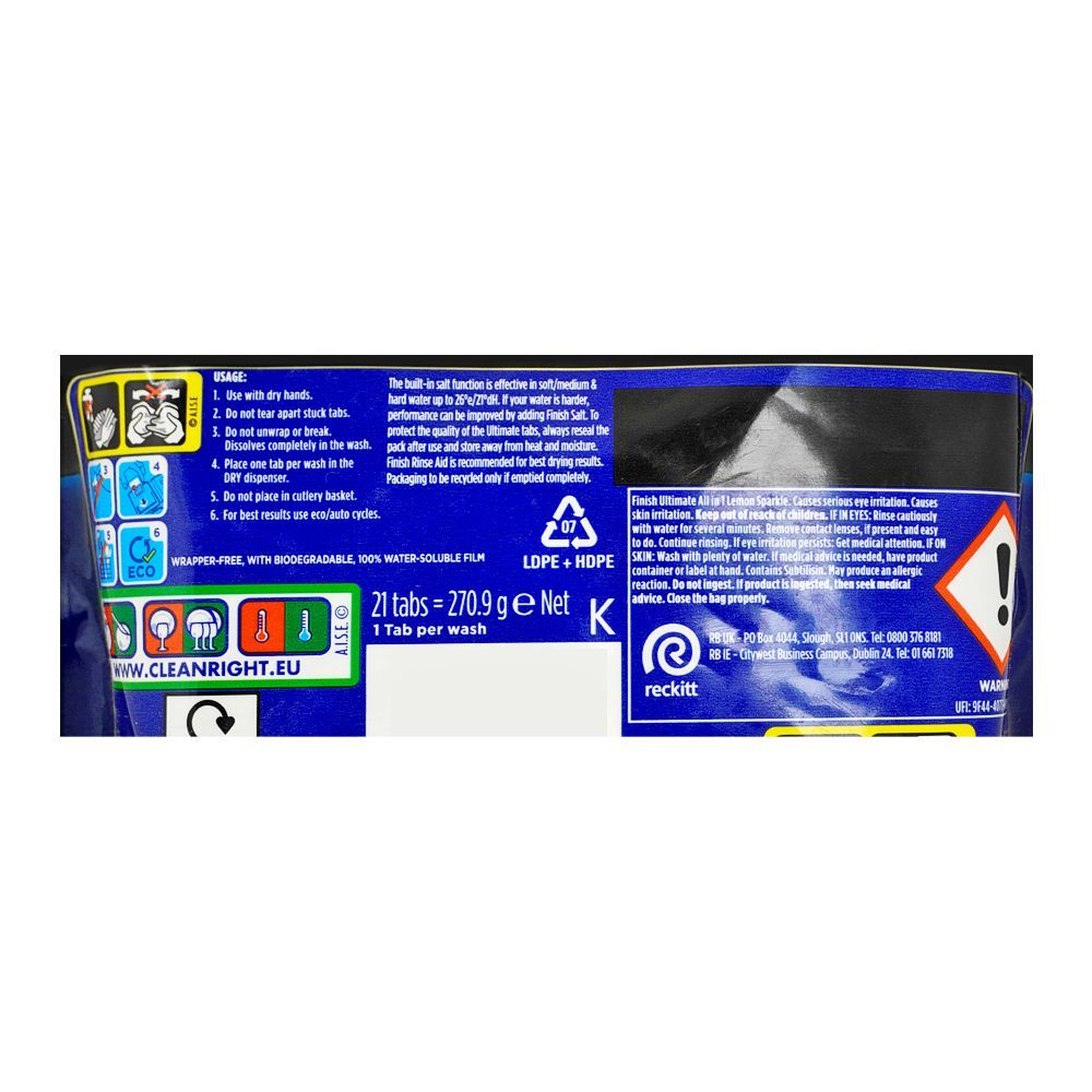 Purchase Finish Power Ball Ultimate Lemon Sparkle Tablets, 270.9g, 21-Pack Online at Best Price ...