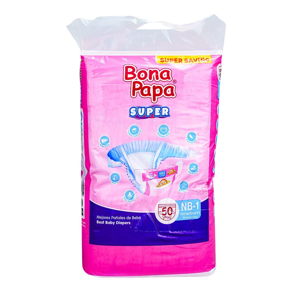 Order Bona Papa Super Baby Diapers, NB-1 New Born, Below 4 KG, 50-Pack ...