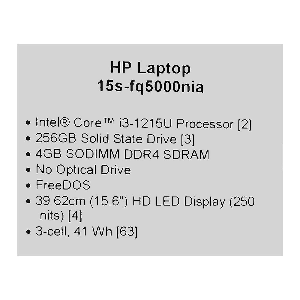 Order HP Laptop 15s-FQ5000NIA, Core I3-1215U 4GB RAM/256GB, DDR4 15.6 Inches Display, DOS Online ...