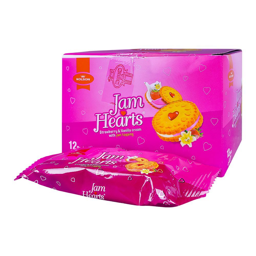 Purchase Kolson Jam Hearts Strawberry & Vanilla Cream Biscuits Snack ...