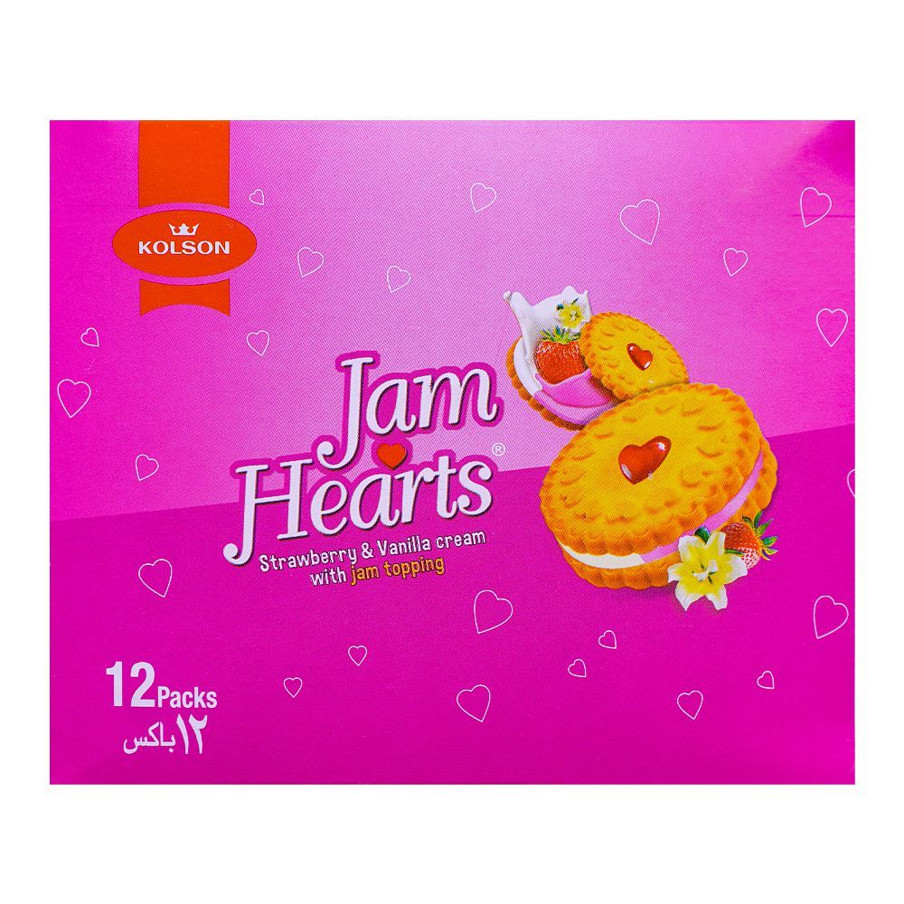 Purchase Kolson Jam Hearts Strawberry & Vanilla Cream Biscuits Snack ...
