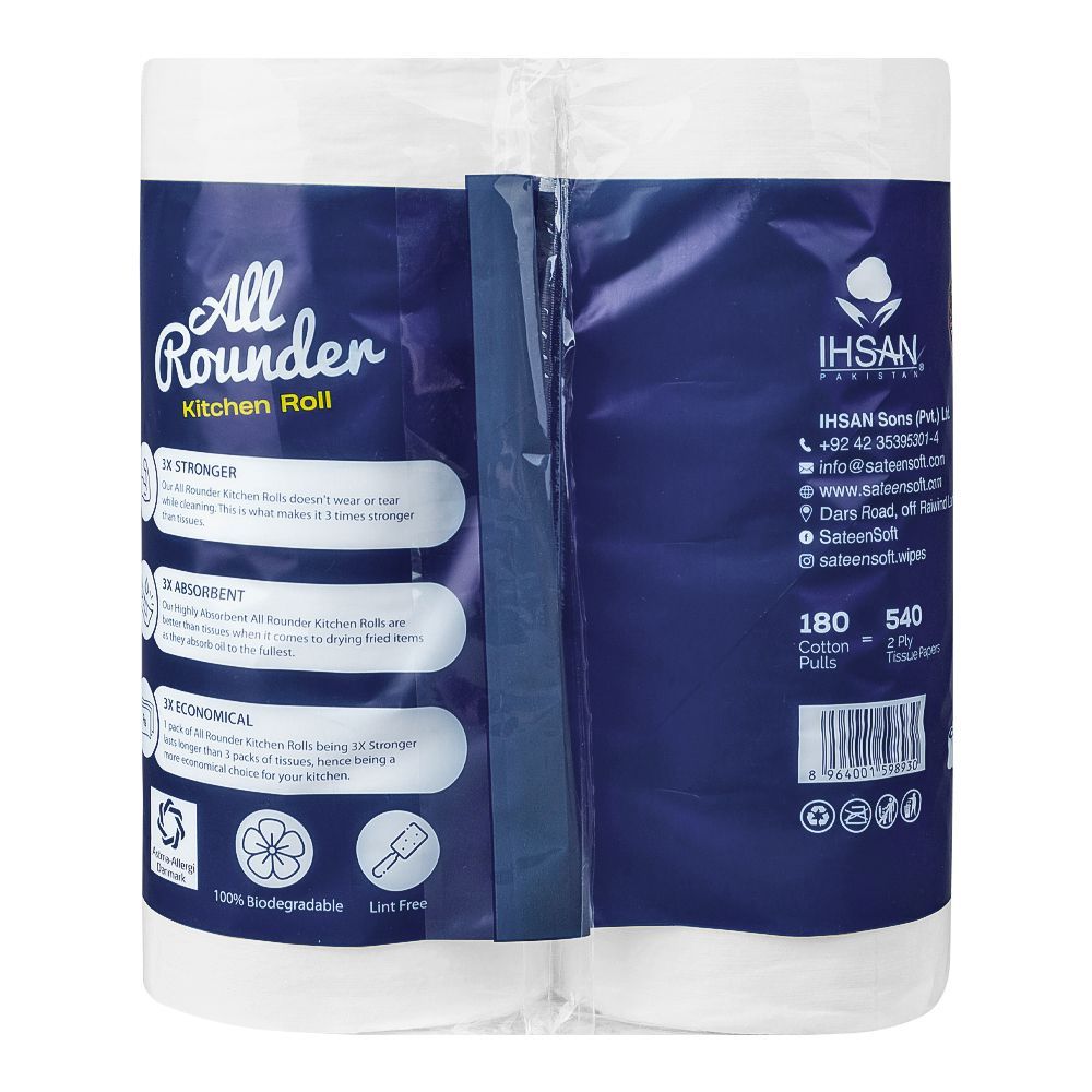 Buy Sateen Soft All Rounder, Twin Kitchen Roll, Large, 2-Pack Online at ...