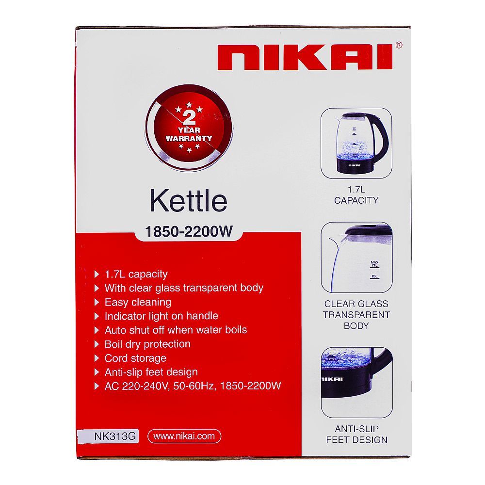 Order Nikai Glass Kettle, NK-313G Online at Special Price in Pakistan - Naheed.pk