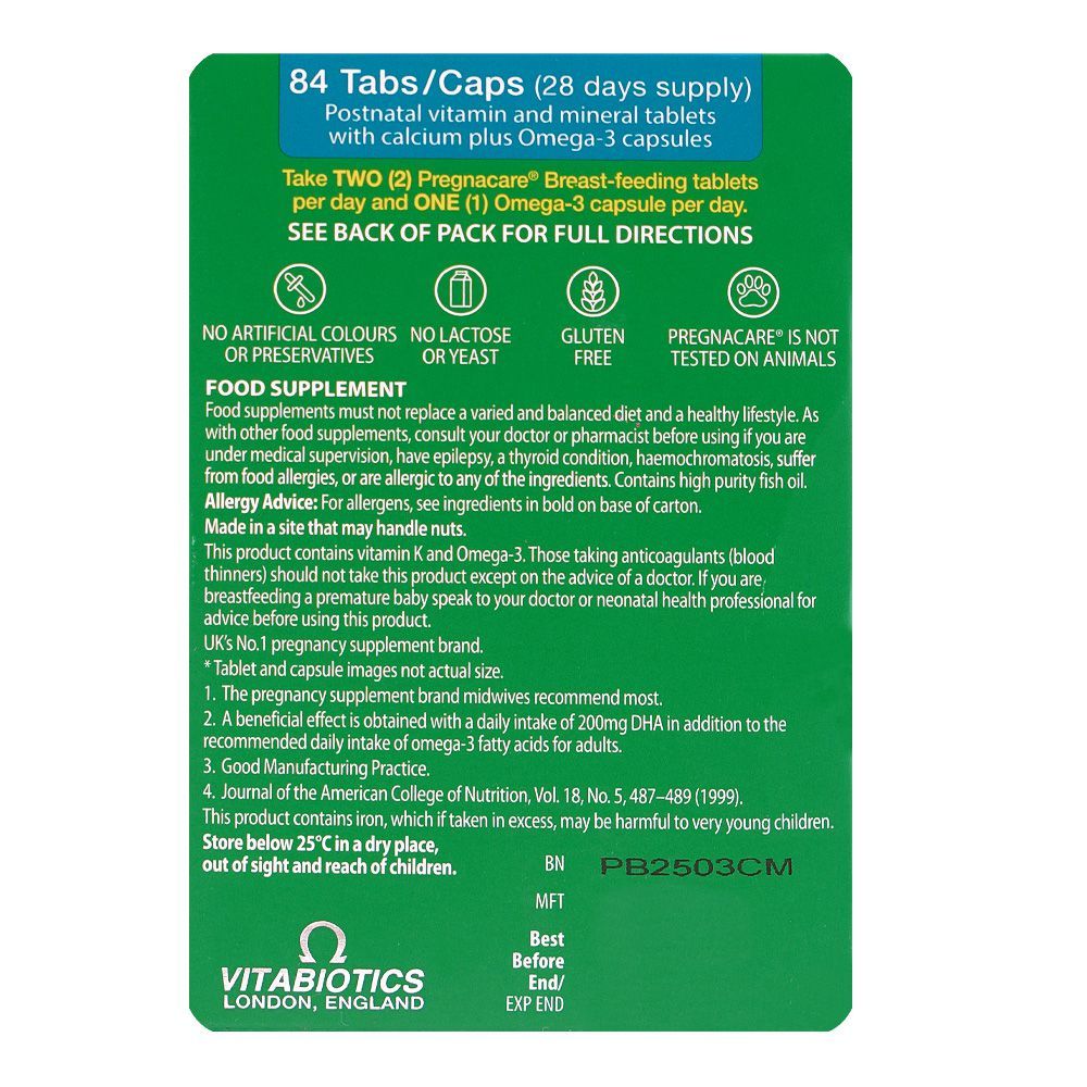 Vitabiotics Pregnacare Breast Feeding Conception Supplement Tablets ...