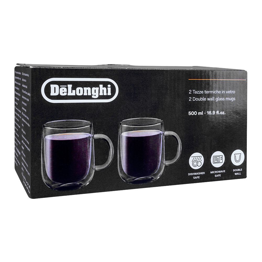Purchase Delonghi Double Wall Glass Mugs, 2-Pack, 500ml Online at Best ...