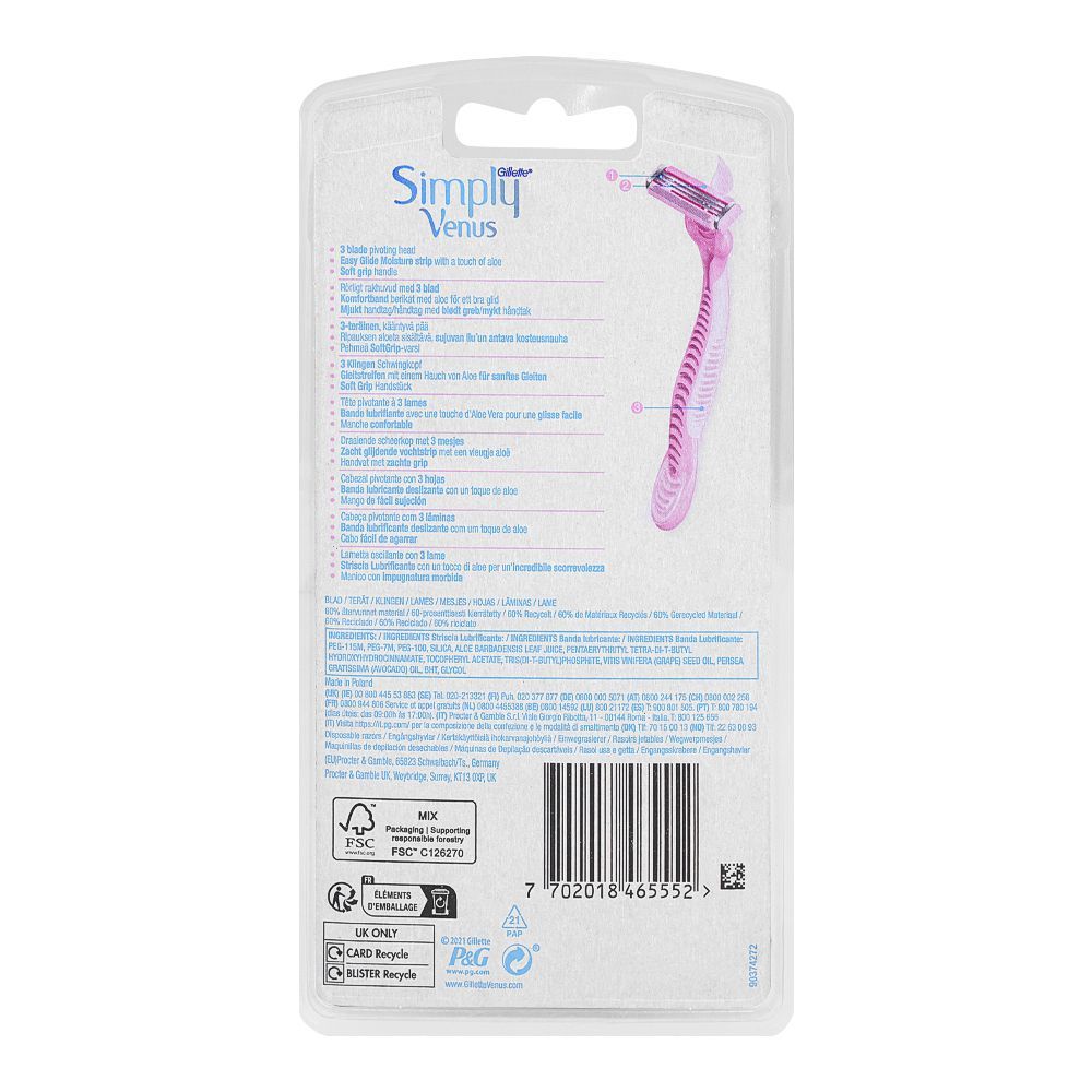 Order Gillette Simply Venus 3 Blades Disposable Razors, 4-Pack Online ...