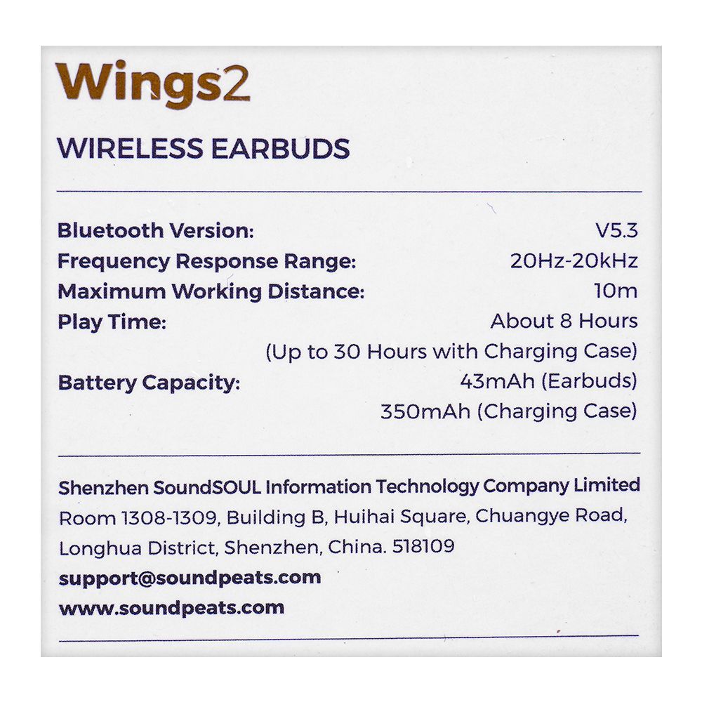 Buy Soundpeats Wings 2 Wireless Earbuds, 30 Hours Playtime, 43mAh ...