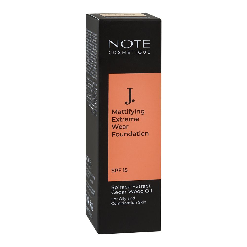 J. Note Mattifying Extreme Wear Liquid Foundation, SPF 15, 30ml, 01 Beige