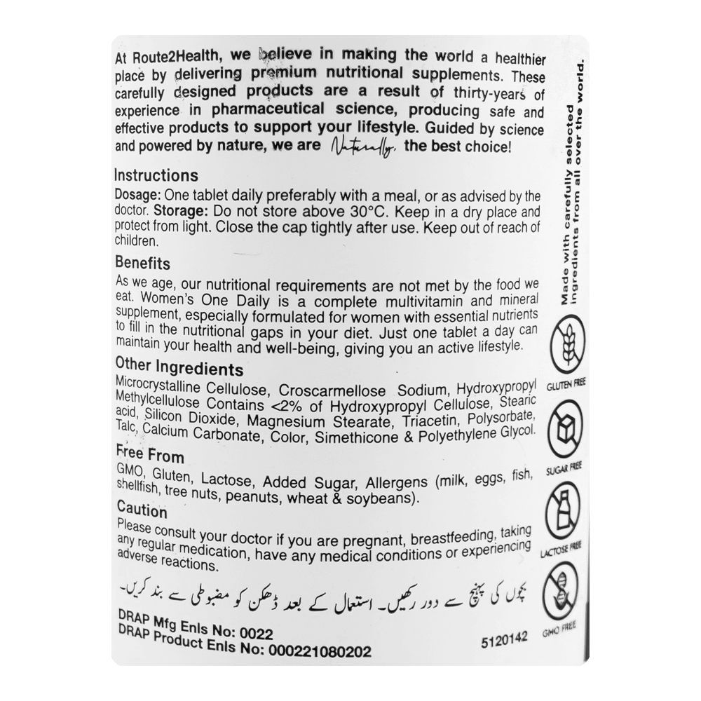 Route 2 Health Women's One Daily Multivitamins Dietary Supplement ...